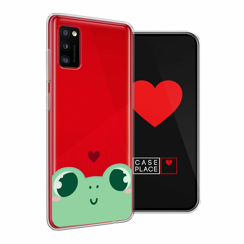 Чехол на Samsung Galaxy A41 / Самсунг Галакси А41 с принтом "Влюблённая лягушка - 14 февраля", прозрачный — фото 1