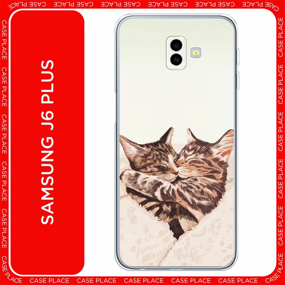 Чехол на Samsung Galaxy J6 + / Самсунг Галакси J6 Плюс 2018 с принтом "Влюбленные котейки - 14 февраля"