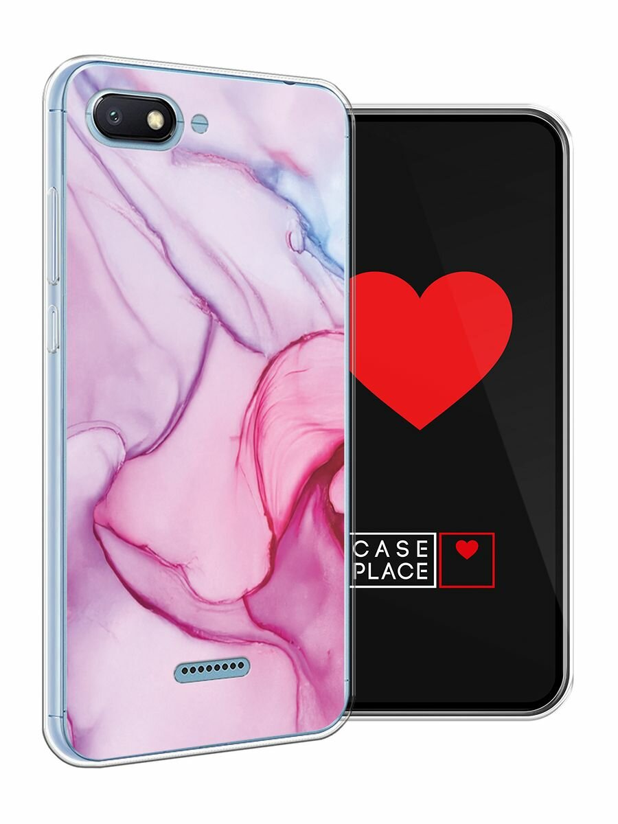 Чехол на Xiaomi Redmi 6A / Сяоми Редми 6А с принтом "Розовые мраморные разводы" — фото 1