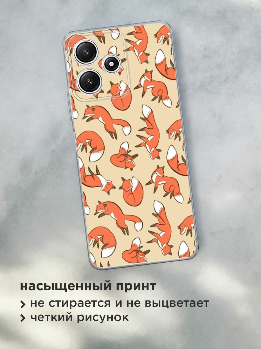 Чехол на Xiaomi Redmi 12 / Сяоми Редми 12 с принтом "Лисички фон" — фото 1