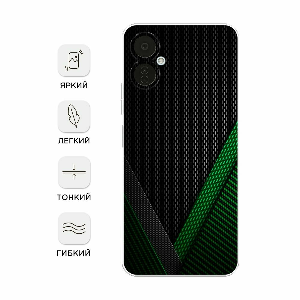 Чехол на Tecno Camon 19 Neo / Техно Камон 19 Нео с принтом "Зеленый карбон" — фото 1