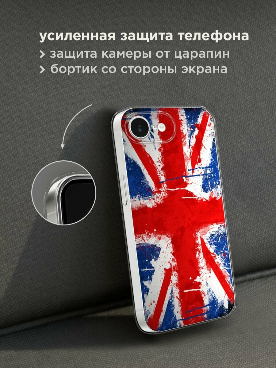 Чехол на Apple iPhone 16e/17e / Айфон 16е/17e с принтом "Флаг Великобритании 2" — фото 1