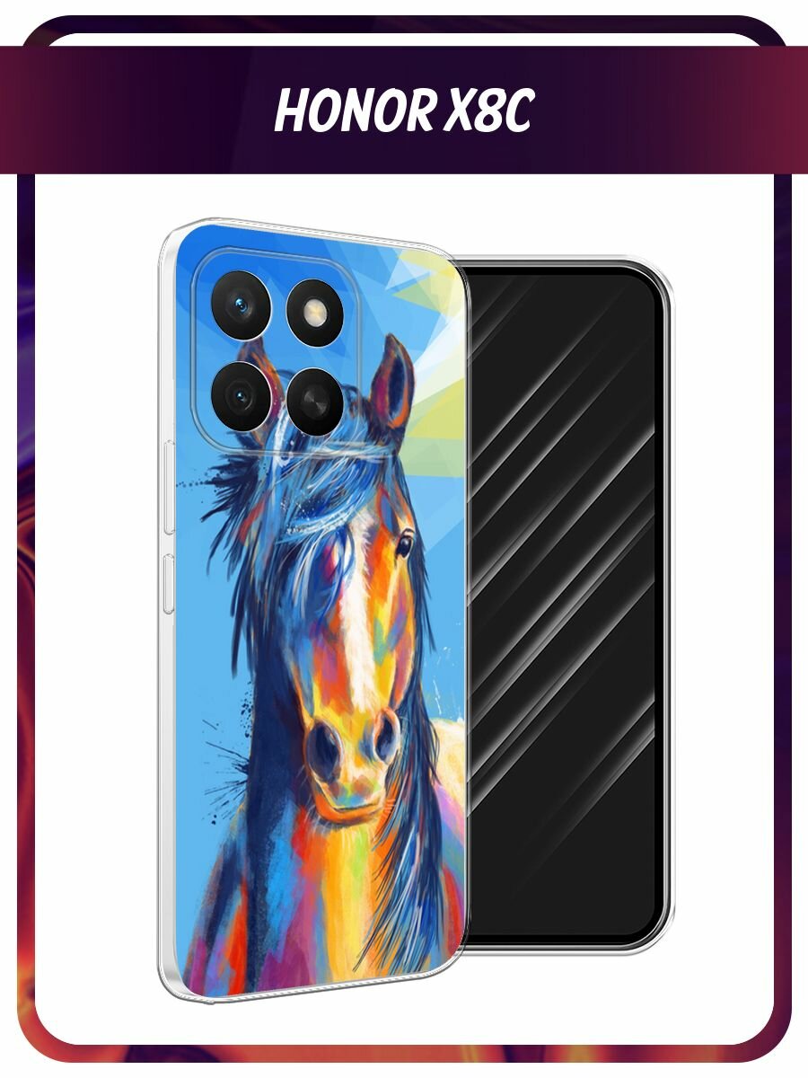 Силиконовый чехол на Honor X8c / Хонор X8c с принтом "Лошадь арт 3"