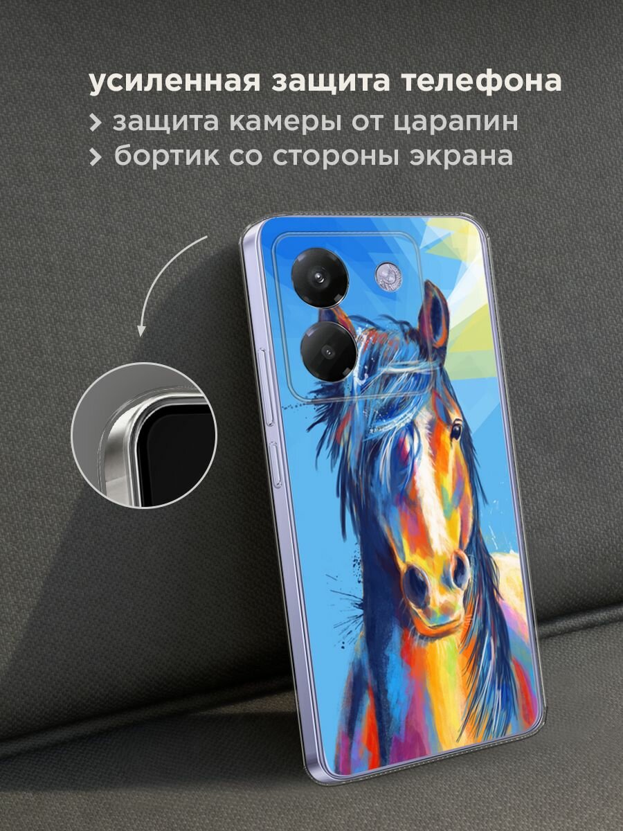 Силиконовый чехол на Poco M7 Pro / Поко М7 Про с принтом "Лошадь арт 3" — фото 1