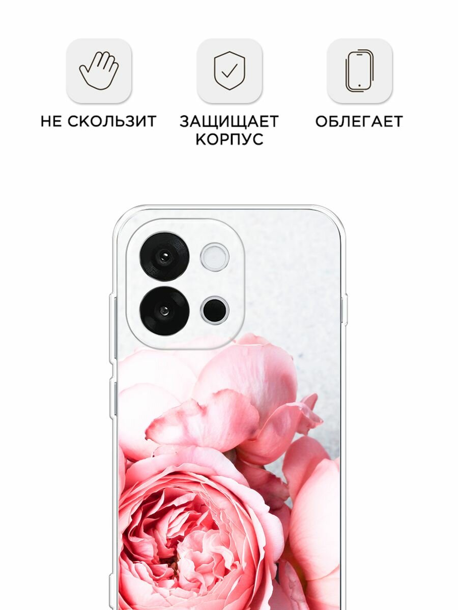 Чехол на OnePlus 13T / Ван Плас 13Т с принтом "Пионы на белом" — фото 1