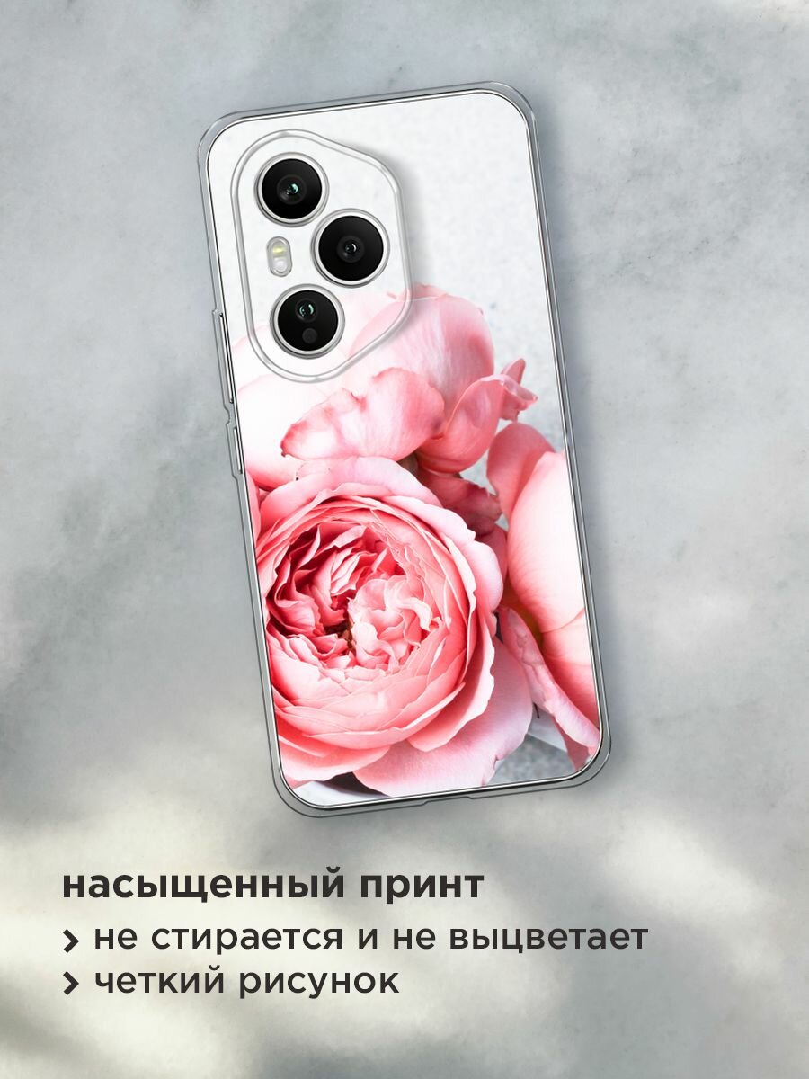 Чехол на Honor 400 Pro / Хонор 400 Про с принтом "Пионы на белом" — фото 1