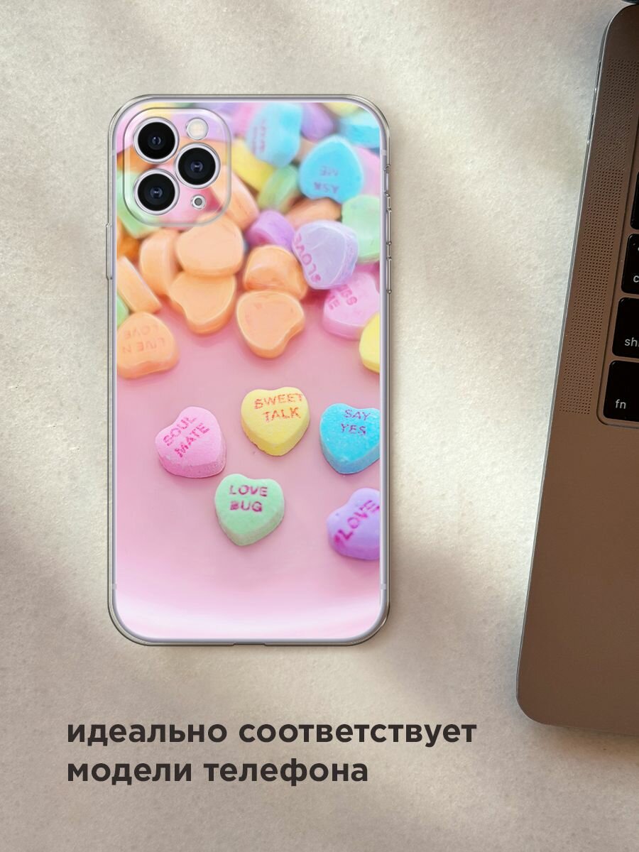 Чехол на Apple iPhone 11 Pro / Айфон 11 Про с принтом "Конфетки сердечки 2" — фото 1