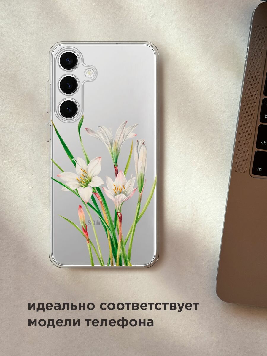 Чехол на Samsung Galaxy S25 FE / Самсунг S25 Фе с принтом "White lily", прозрачный — фото 1