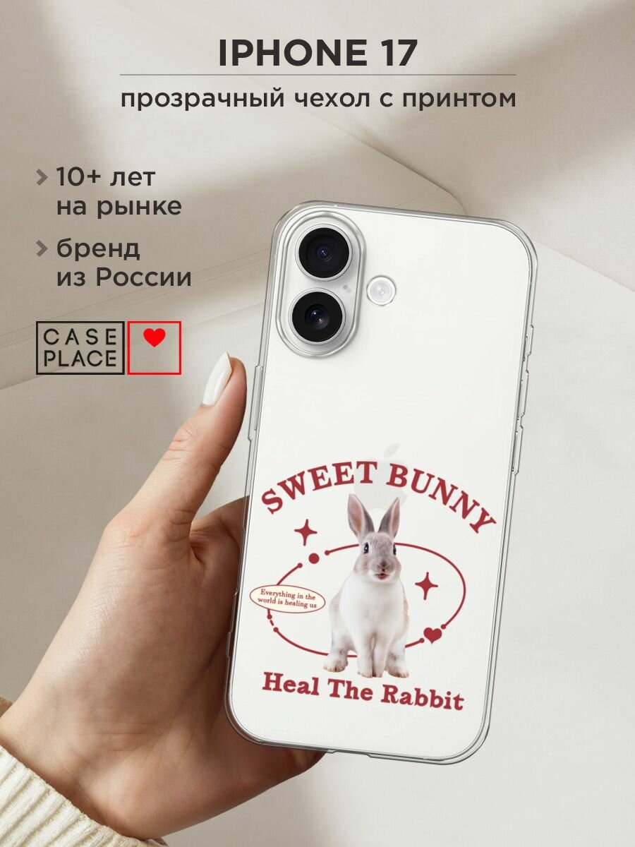 Чехол на Apple iPhone 17 / Айфон 17 с принтом "Heal the rabbit", прозрачный