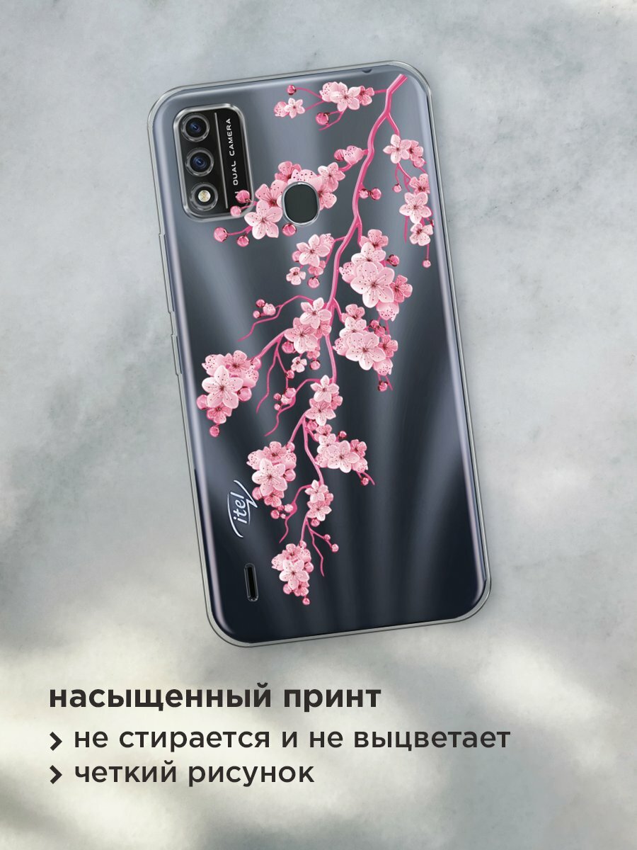 Чехол на Itel A48 / Ител А48 с принтом "Ветка сакуры 2" — фото 1