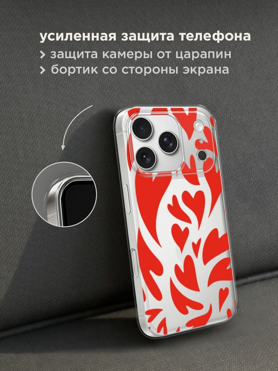Чехол на Apple iPhone 17 Pro / Айфон 17 Про с принтом "Crazy hearts 2 - 14 февраля", прозрачный — фото 1
