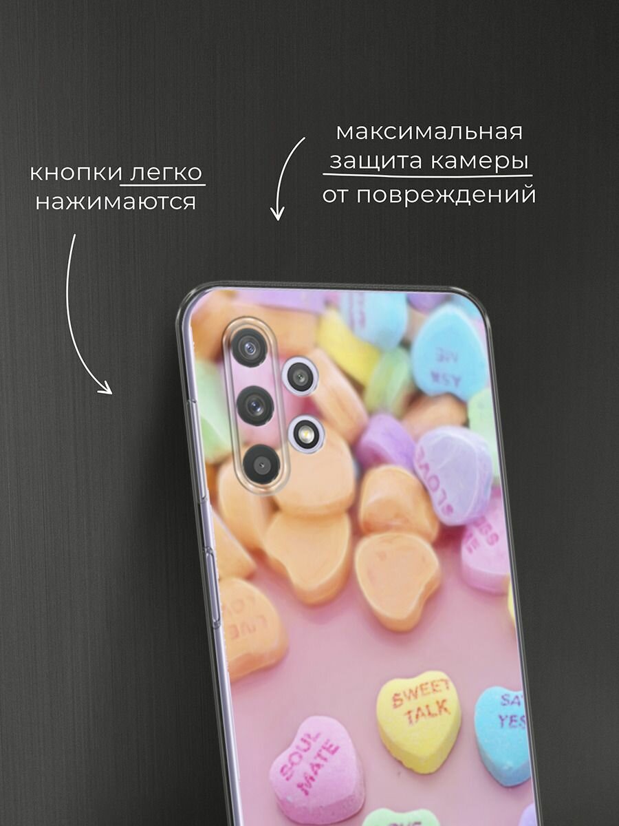 Чехол на Samsung Galaxy A32 / Самсунг Галакси А32 с принтом "Конфетки сердечки 2" — фото 1
