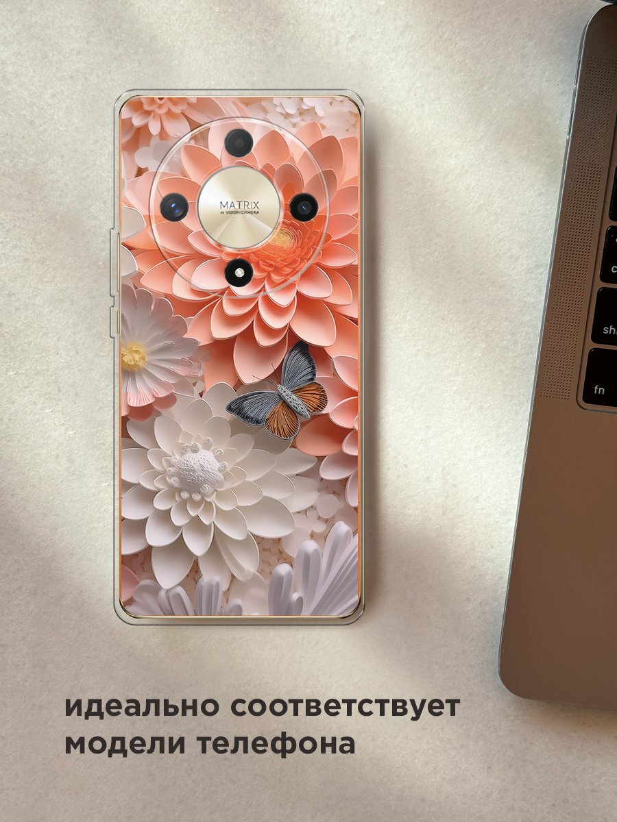 Силиконовый чехол на Honor X9b / Хонор X9B с принтом "Бумажные цветы" — фото 1