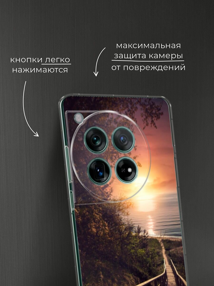 Силиконовый чехол на OnePlus 12 / Ван Плас 12 с принтом "Мост у воды" — фото 1