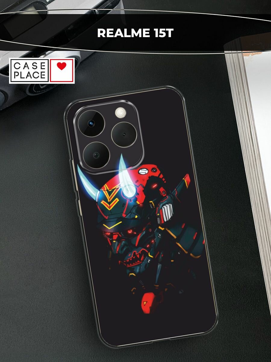 Чехол на Realme 15T / Реалми 15Т с принтом "Неоновый самурай"
