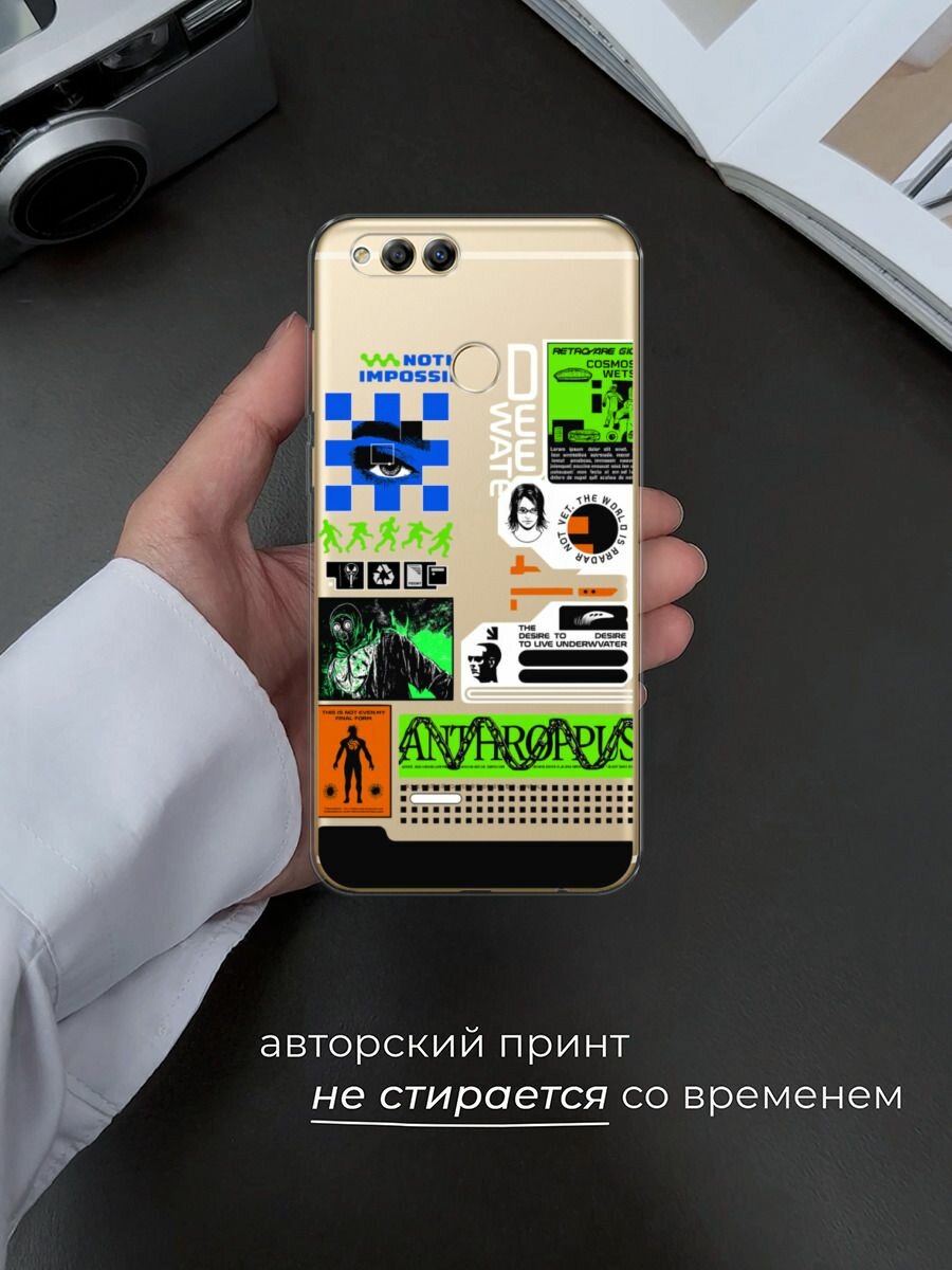 Чехол на Honor 7X / Хонор 7Х с принтом "Nothing impossible", прозрачный — фото 1