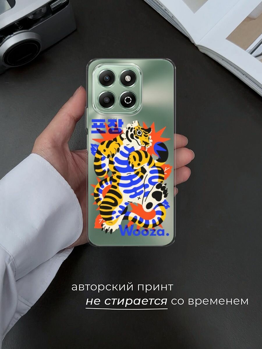 Чехол на Honor X6b / Хонор X6b с принтом "Wooza", прозрачный — фото 1