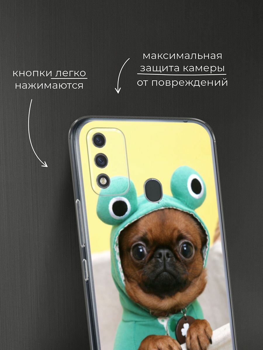 Чехол на Itel A48 / Ител А48 с принтом "Собачка в шапке лягушки" — фото 1
