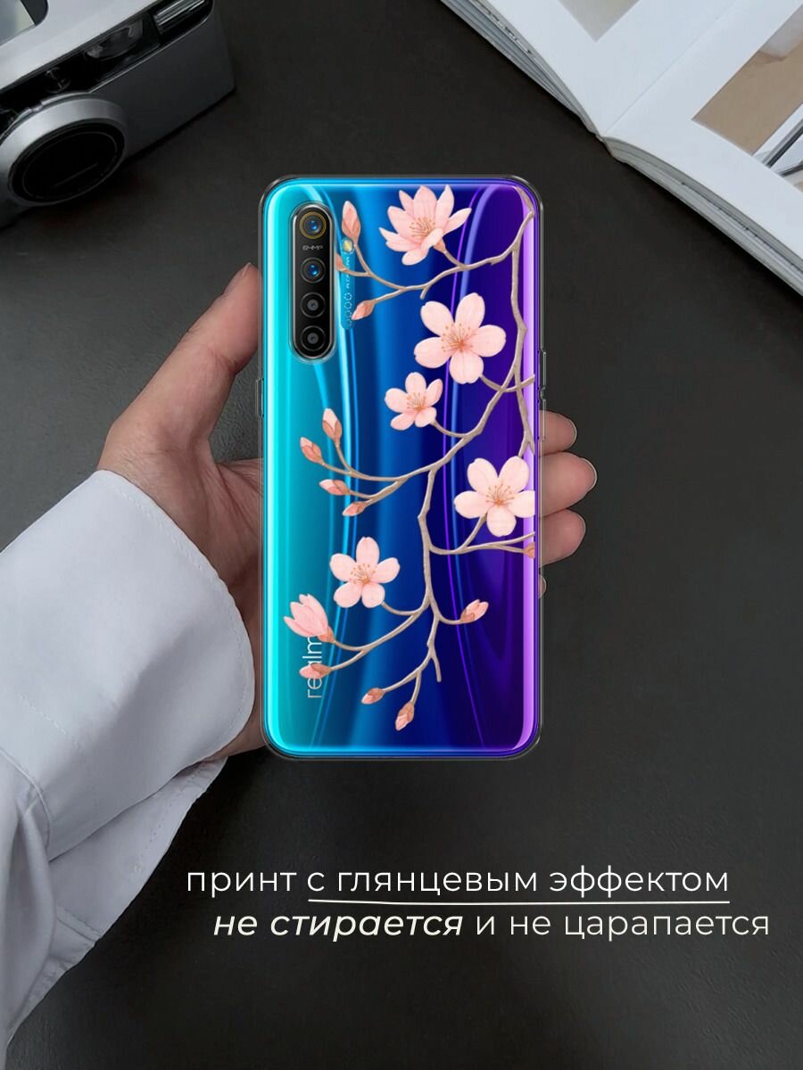 Чехол на Realme XT / Реалми XT с принтом "Веточка распускающейся сакуры 2" — фото 1