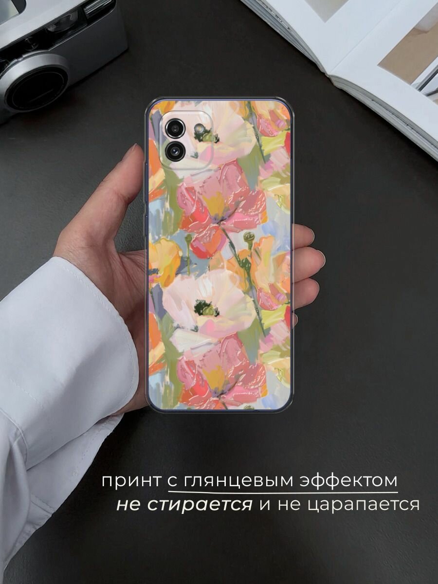 Чехол на Samsung Galaxy A03 / Самсунг Галакси А03 с принтом "Акварельные анемоны" — фото 1