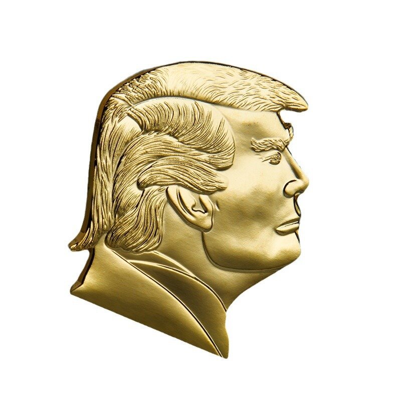 Памятная монета Дональда Трампа — 3D-скульптура головы с позолотой, тисненая металлическая медаль
