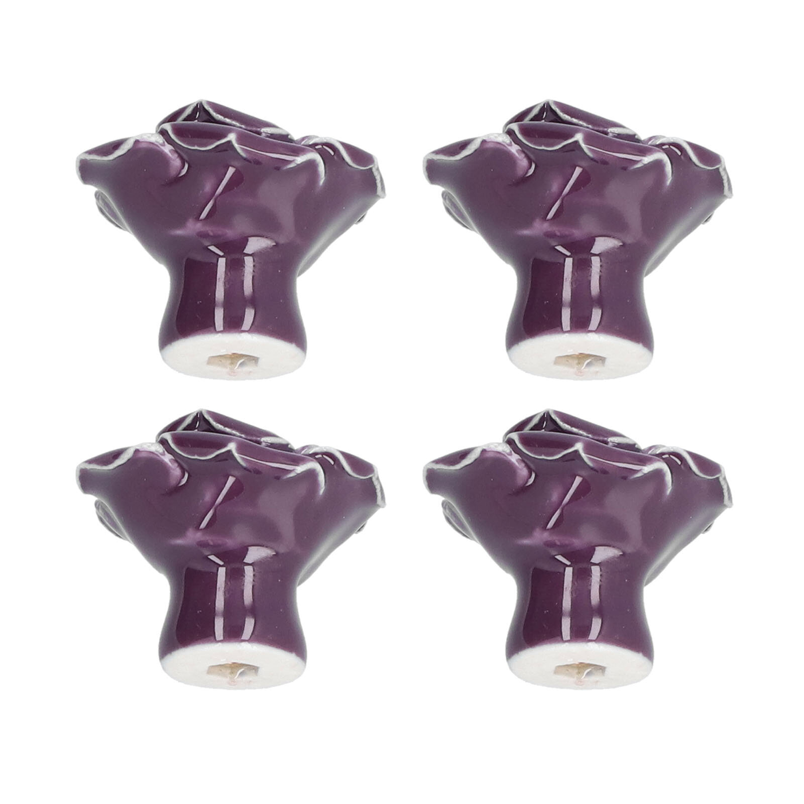 4 комплекта ручек в форме розы, современная керамическая ручка для шкафа для дома, гостиной, спальни, фиолетового цвета