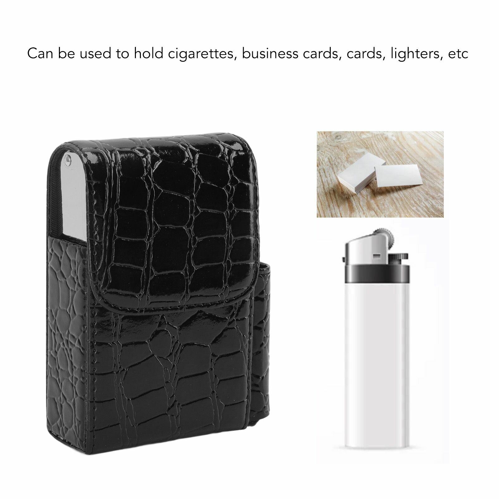 Портсигар из искусственной кожи, многофункциональный, емкостью 20 сигарет, портативный чехол для карточек для ежедневного дома, черный