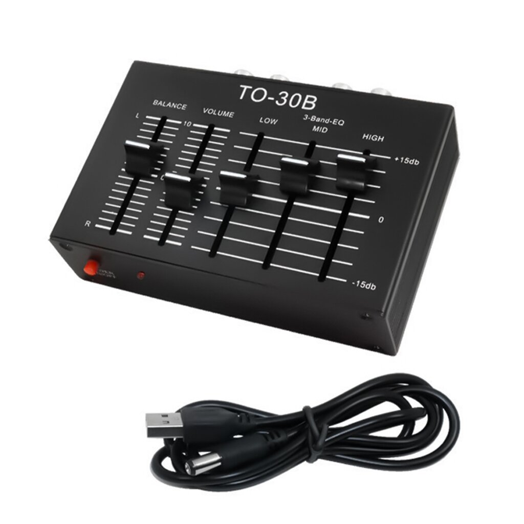 Компактный металлический аудиопредусилитель с разъемами Phono и регулировкой баланса громкости. Вход и выход Phono разъемов.