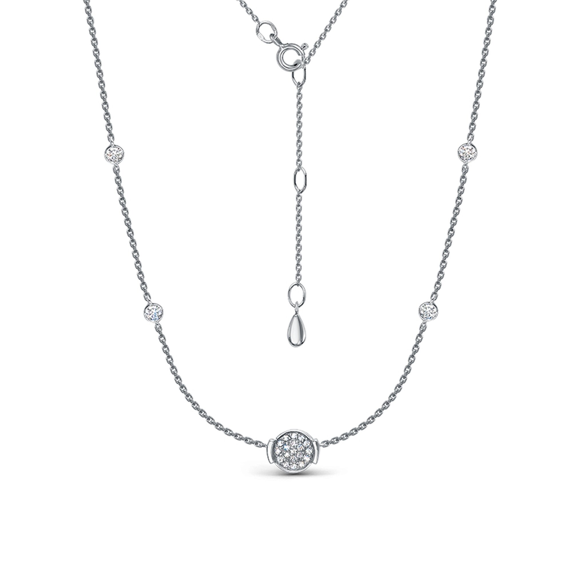 Колье, серебро, 925 проба, родирование, фианит