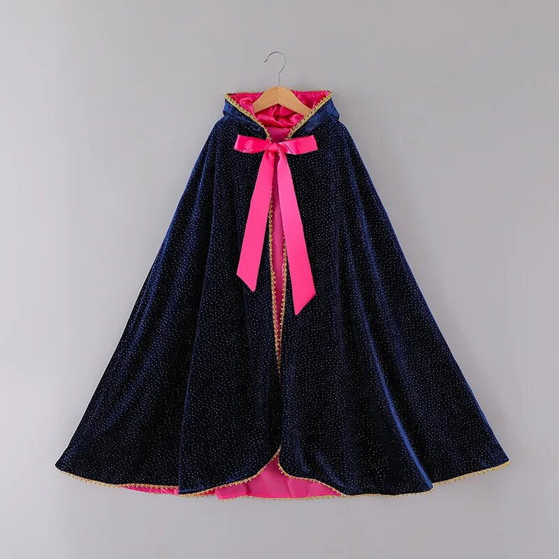 Детская бархатная накидка Эльза Анна L(6-10T), 6160 Hooded cloak
