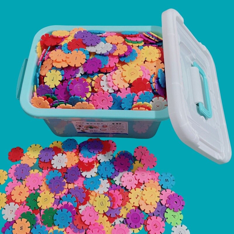 Готовые снежинки, собранные строительные блоки, большие частицы, детские игрушки, пластиковая сборка, снежинка для