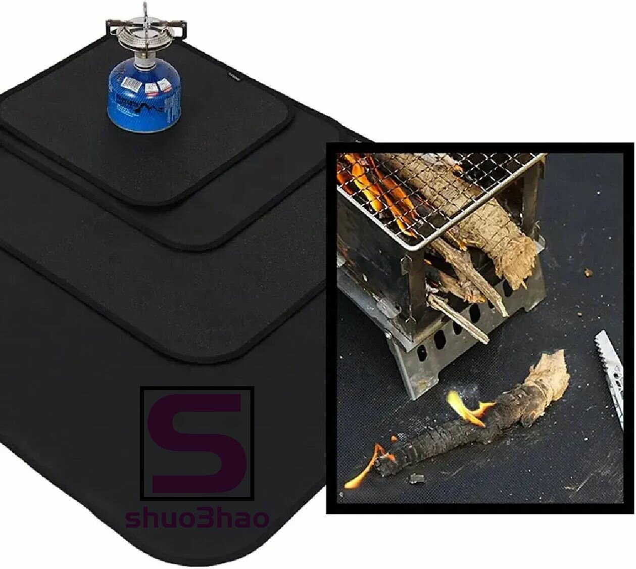 Силиконовый огнеупорный коврик; 60*60 см; 1 штука; черный