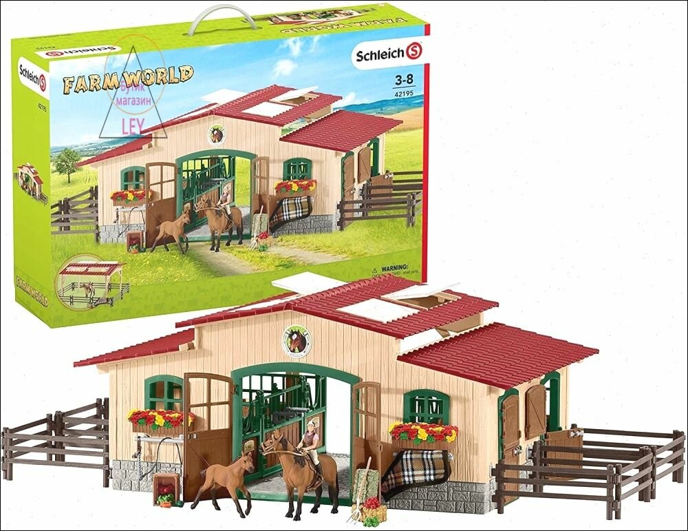 Фигурки Schleich - Игровой набор Конюшня Шляйх с лошадьми и аксессуарами - Лошади 42195