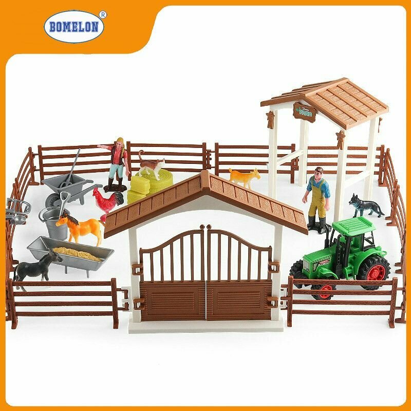 Пластиковая модель игрового набора "Сцена на ферме", фигурки фермерских животных, игрушки для детских игровых домиков