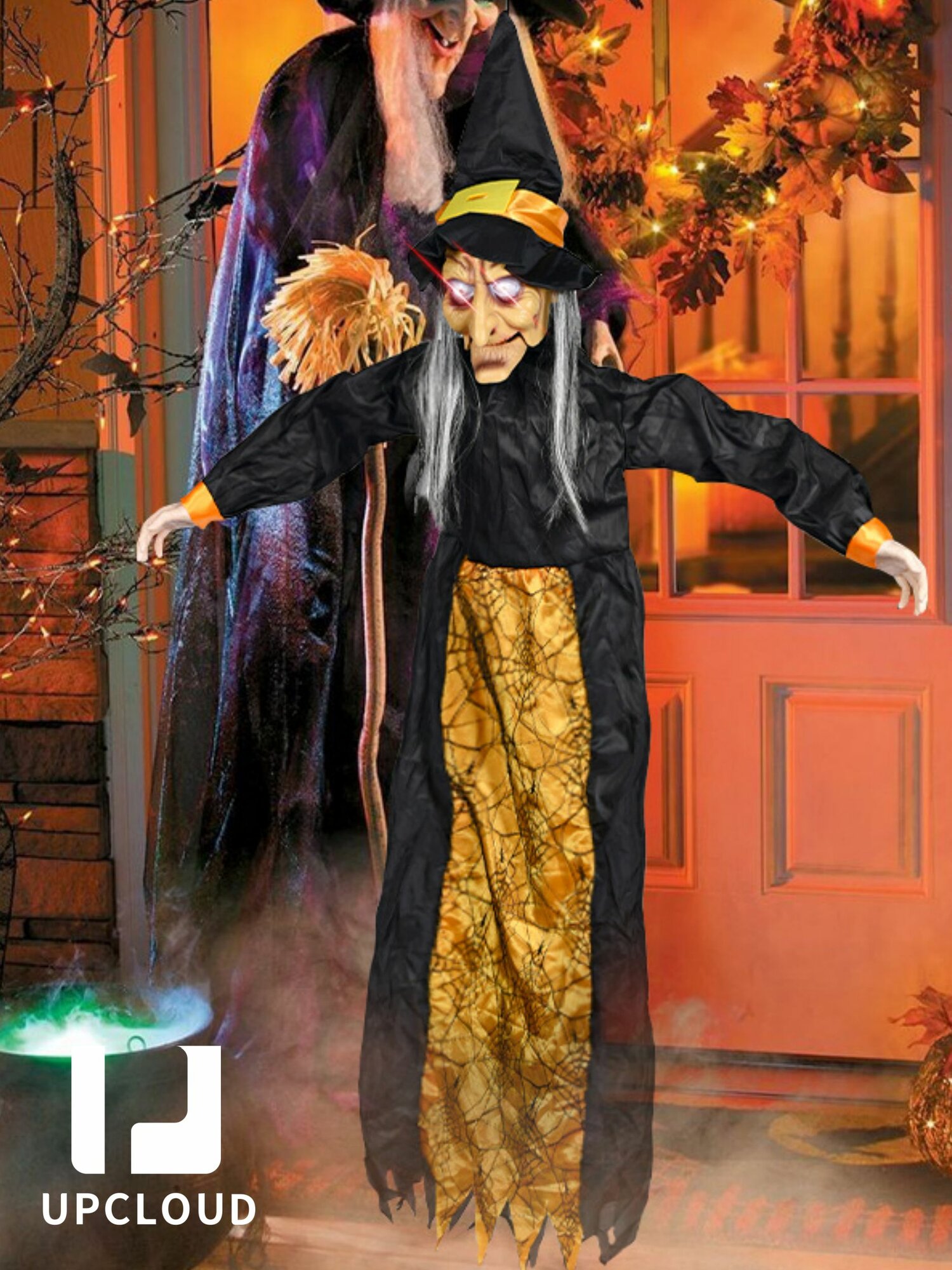 Праздничное украшение/индукционная подвесная ведьма на Хэллоуин /UPCLOUD + подвижный рот + свет + звук