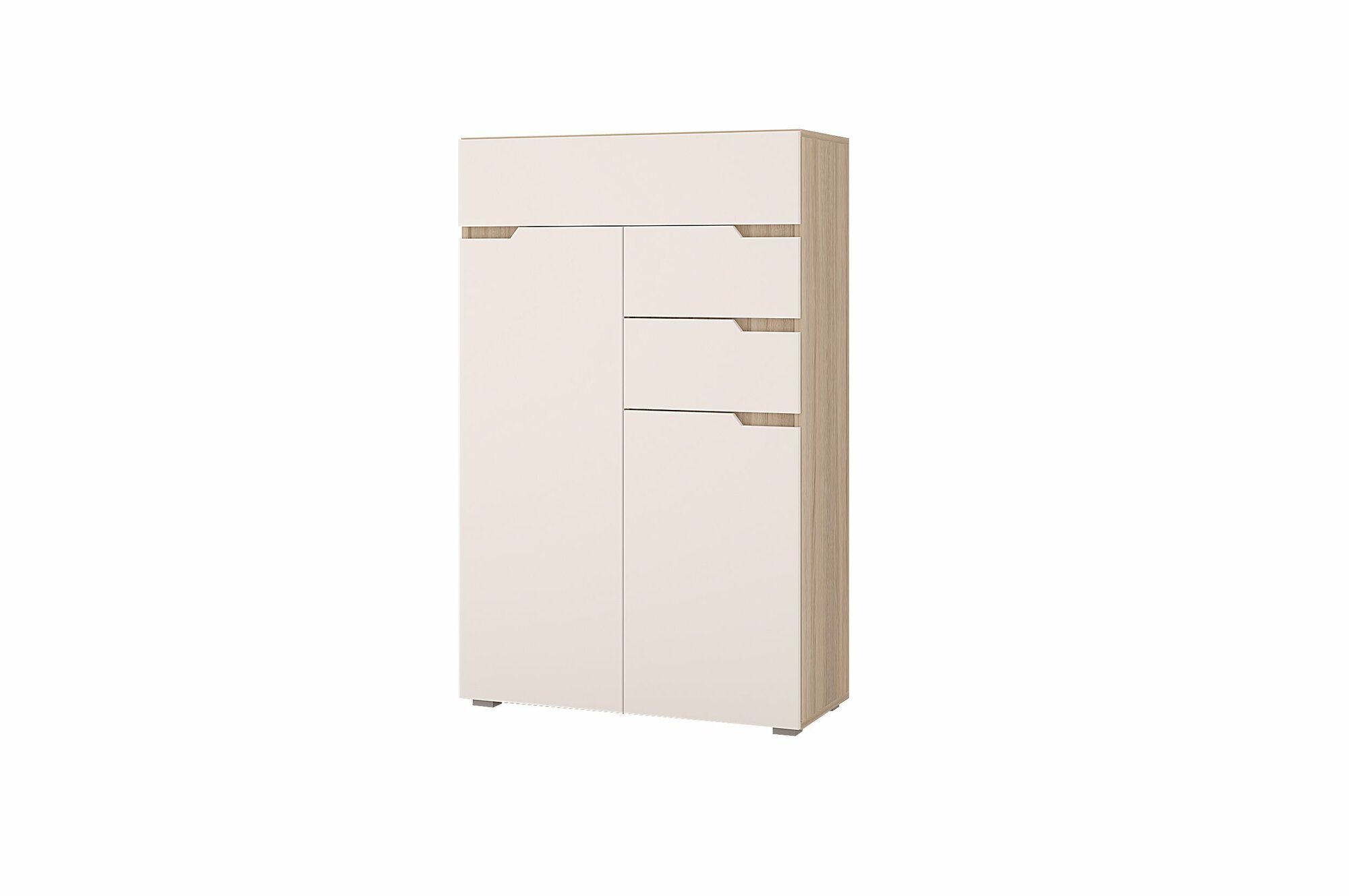 Комод "Анталия" цвет Сонома и Белый Софт ширина 80 см ЛДСП с полками и ящиками в спальню, гостиную и прихожую