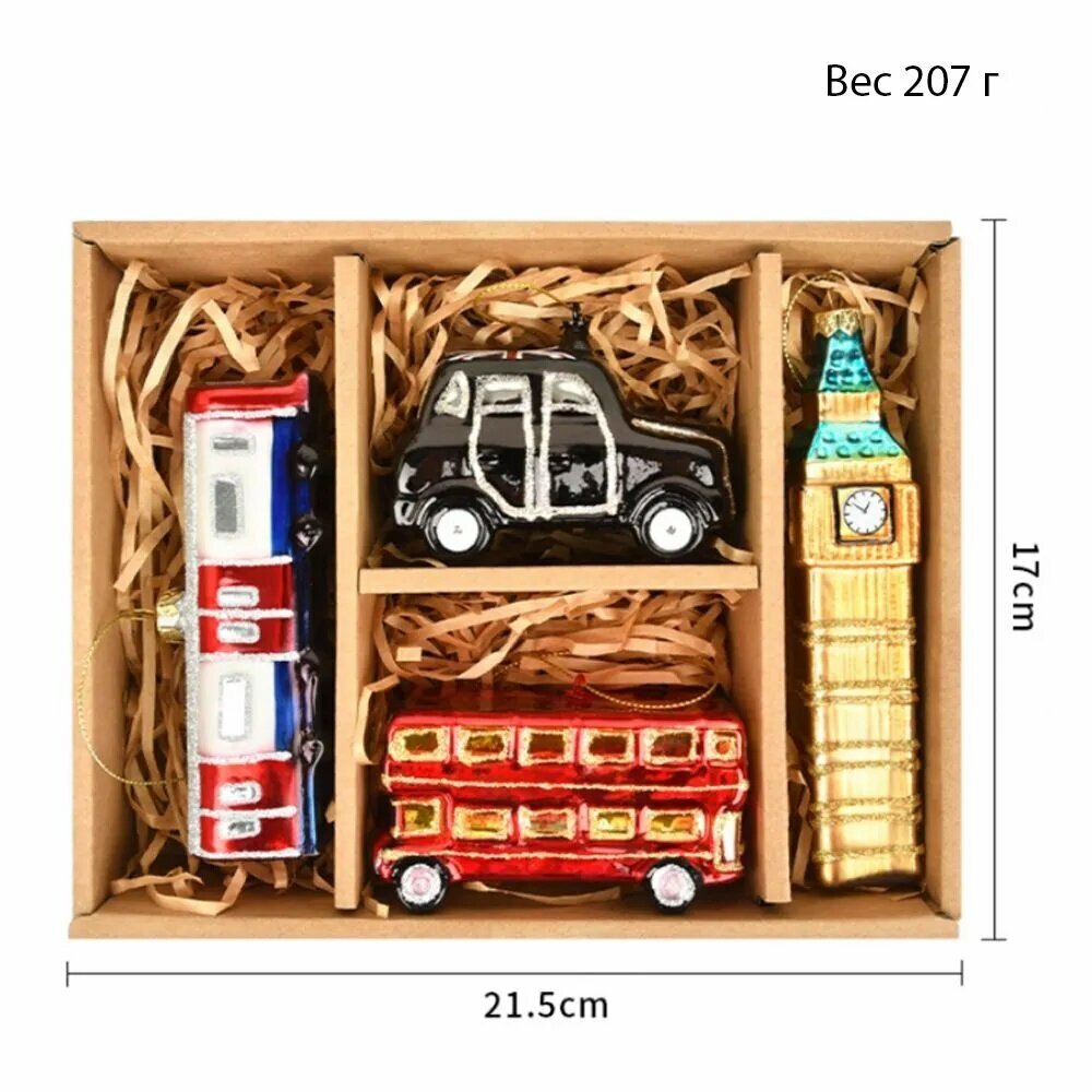 Елочная игрушка 22 см Машина разноцветный 4 шт.