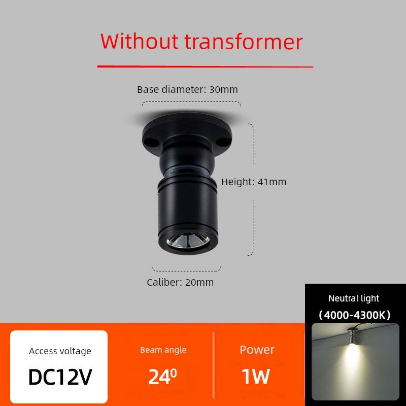 Светодиодный мини-прожектор DC12V без драйвера, накладной, 1Вт/3Вт, для витрин, электронного оборудования, токарных