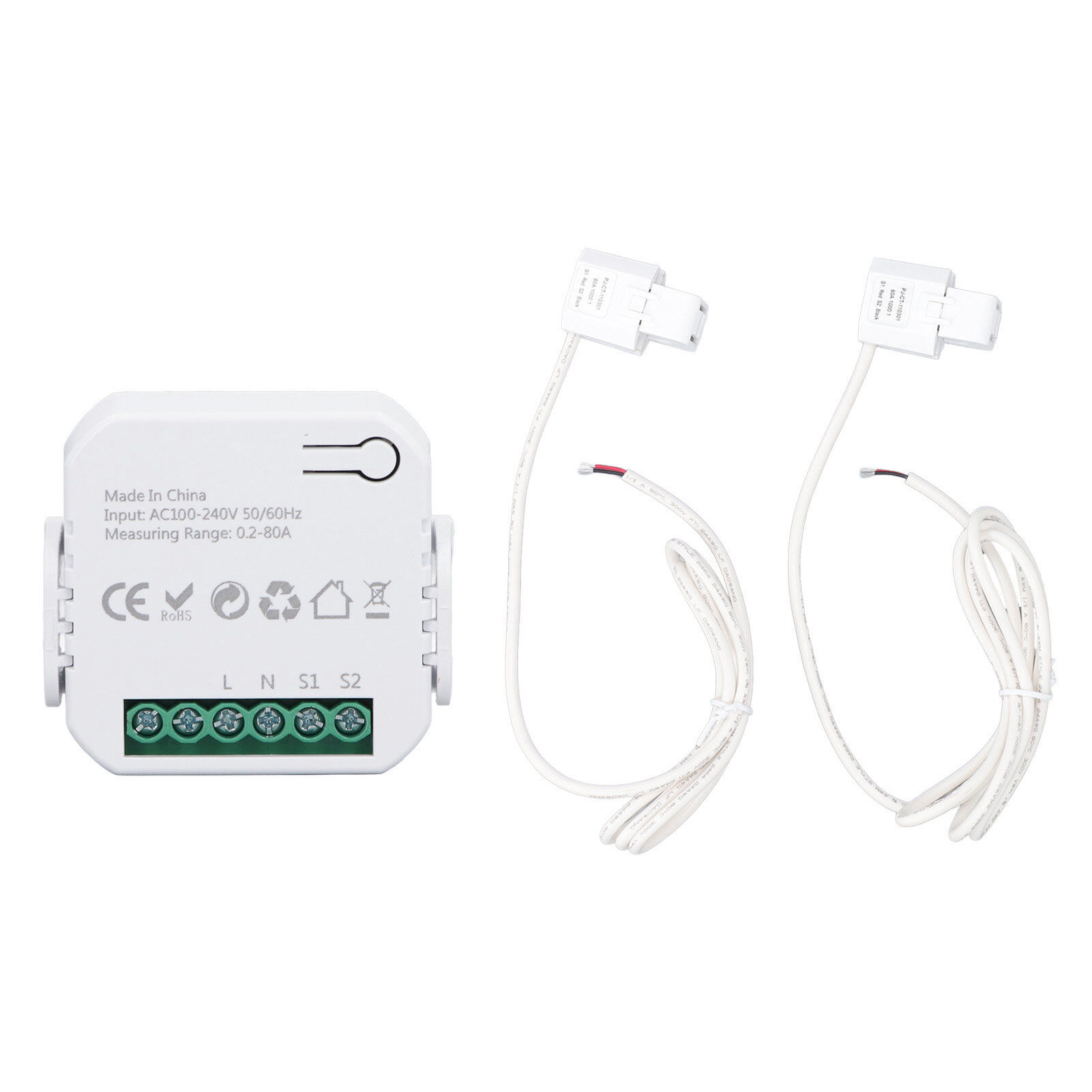 Умный счетчик энергии, 2x80A трансформатор, AC100-240V, белый