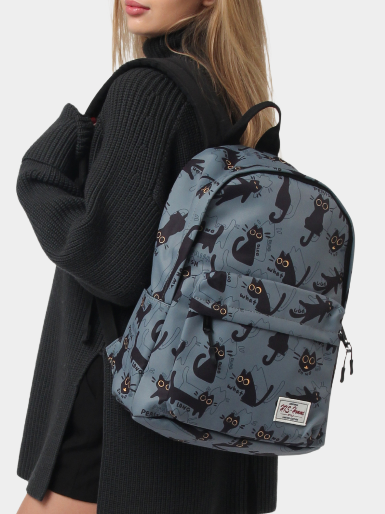 Рюкзак городской для школьников подростков с котиками BabyStar MARKET