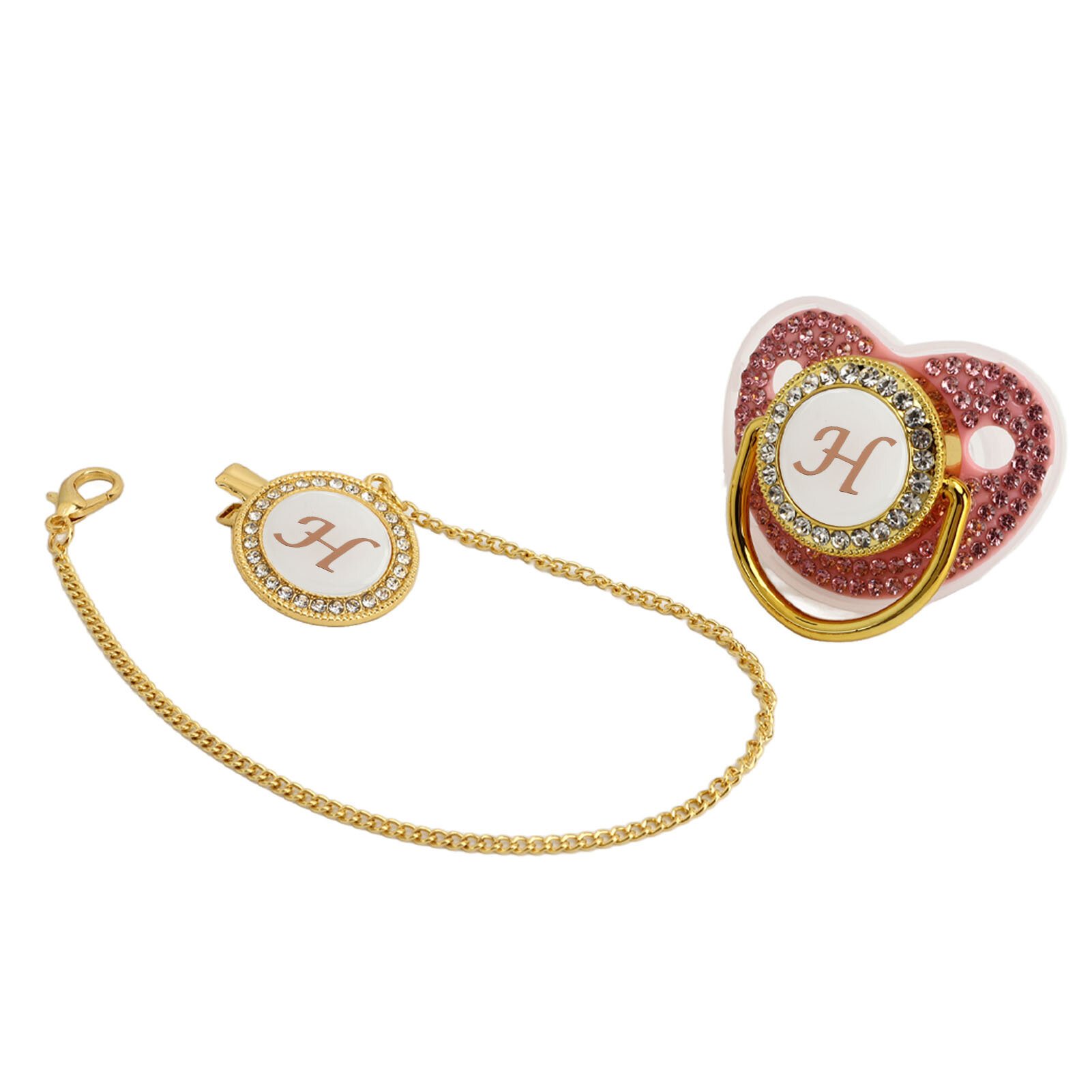 Золотистая детская соска-пустышка, украшенная стразами, изогнутого дизайна, силиконовая пустышка для кормления детской молочной смесью, буква H.