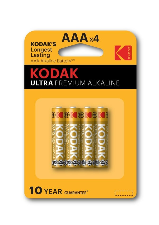 Батарейки KODAK "Ultra Digital", алкалиновые, AAА, LR03, 1.5V, блистер, 4 шт