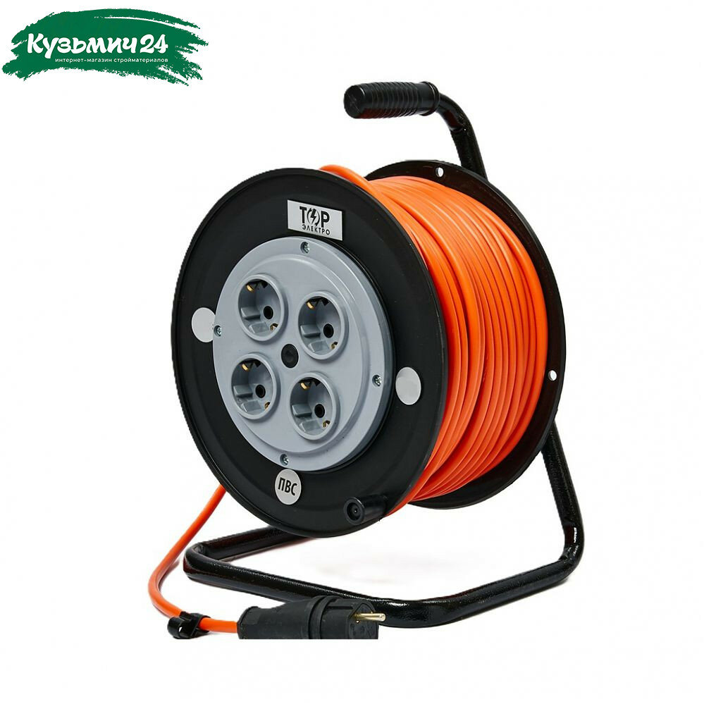Удлинитель ТОР 418 ПВС с заземлением, 4 розетки, 30 м, 3.5 кВт на катушке, 1 шт.