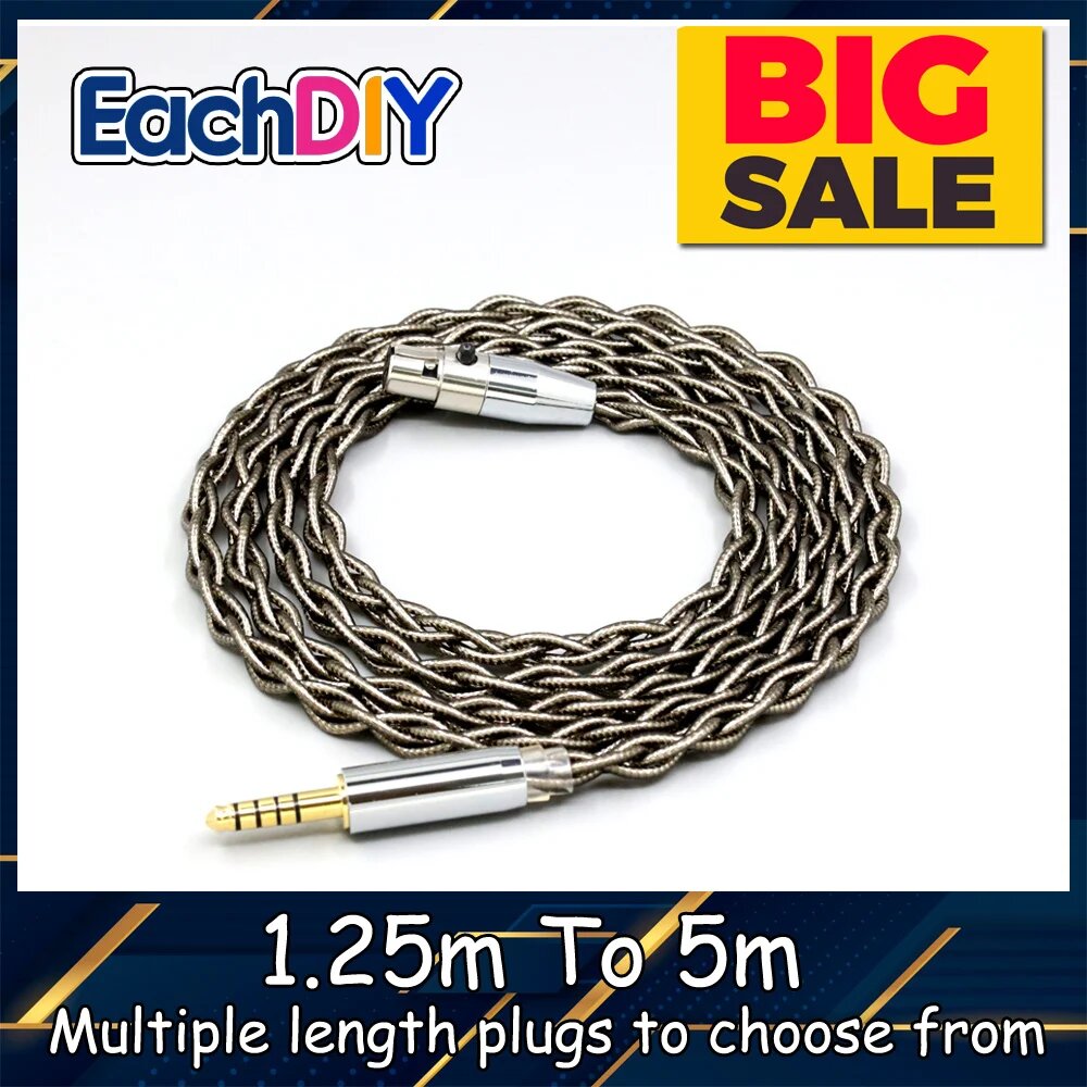 Кабель для наушников EachDIY 99.99999% чистое серебро 7N + графен 1.25m, 4.4mm Male Plug