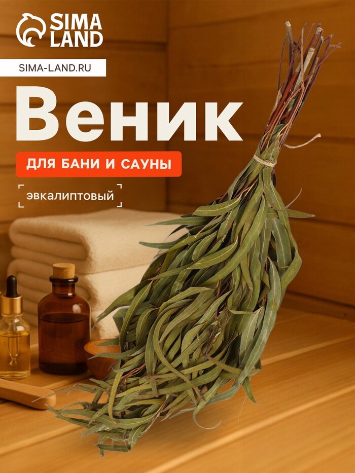 Веник для бани, эвкалиптовый, в еврослоте, «Добропаровъ»