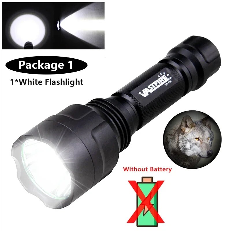 Тактический фонарь VASTFIRE C8s белый, без батарейки