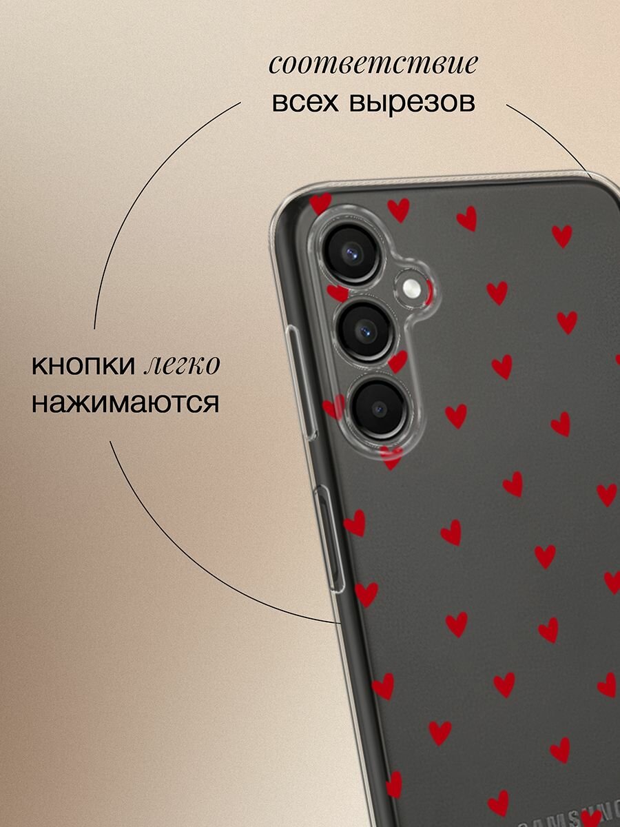 Чехол на Samsung Galaxy A24 / Самсунг Галакси A24 с принтом "Red hearts", прозрачный — фото 1