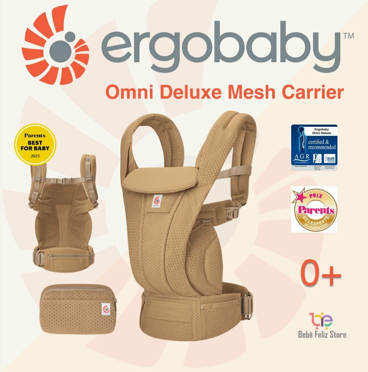 Рюкзак-кенгуру Ergobaby Omni Deluxe Mesh Carrier Camel переноска для детей, коричневый