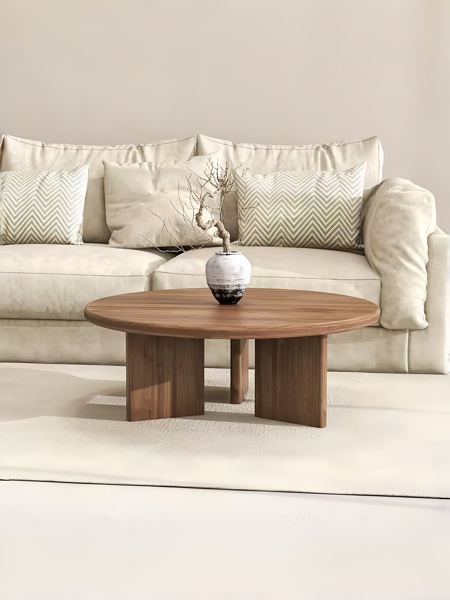 Журнальный столик прикроватный кофейный круглый приставной деревянный