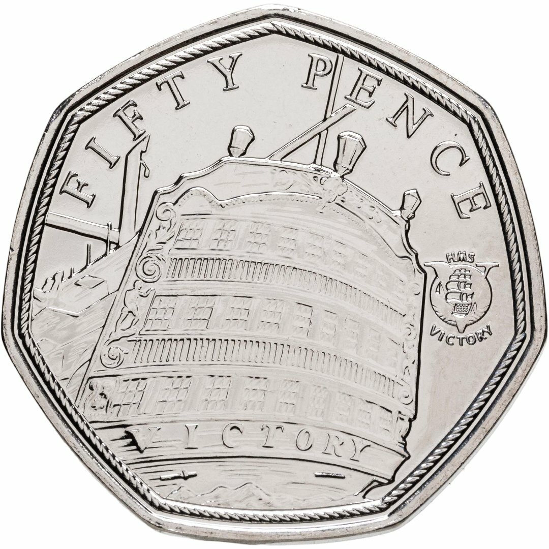 Джерси 50 пенсов pence 2022 "HMS Victory - Корма корабля", Мельхиор медь-никель, в сохранности BUNC